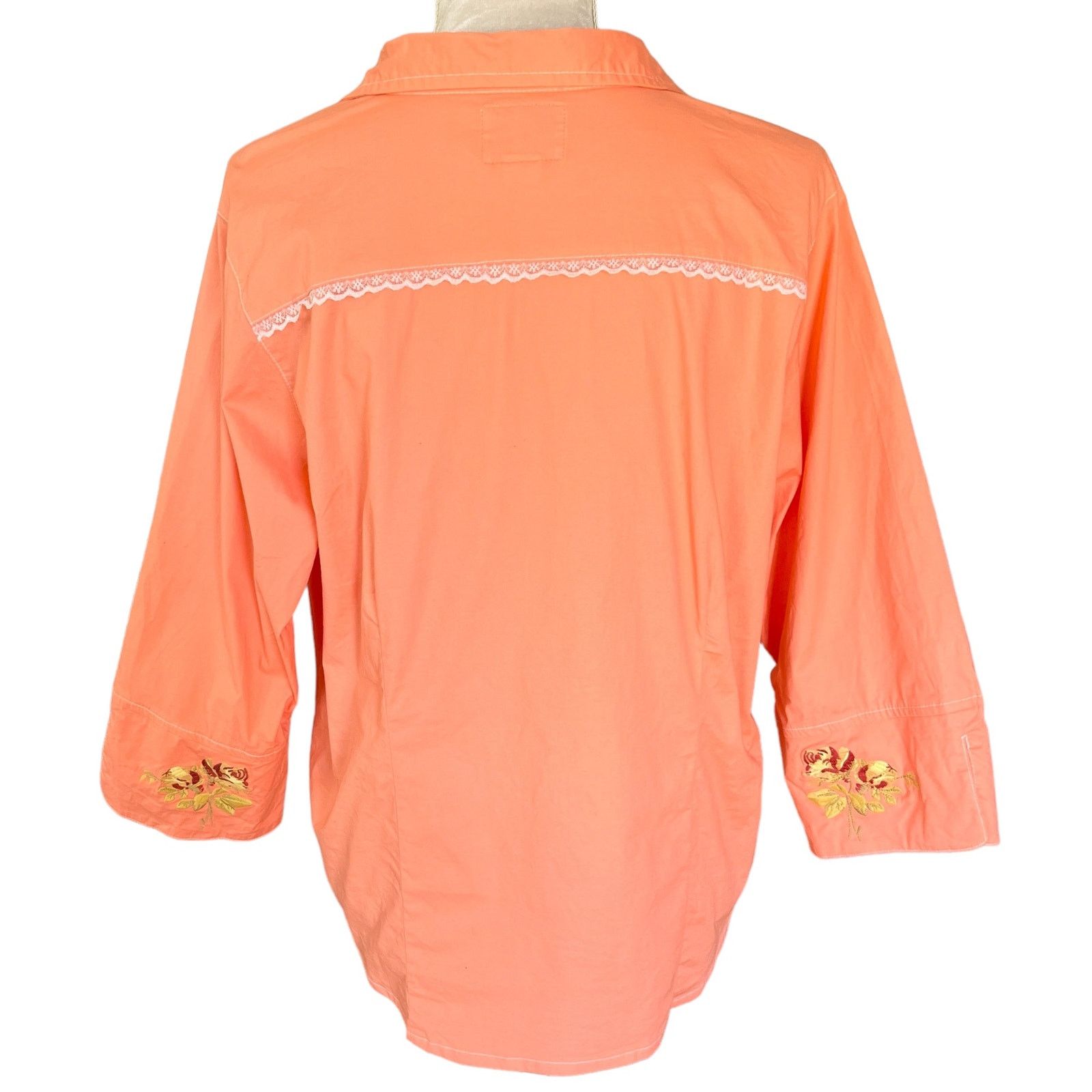 Other Eastwood Ranch Western Shirt Rose Embroidery Lace Peach L | Grailed
