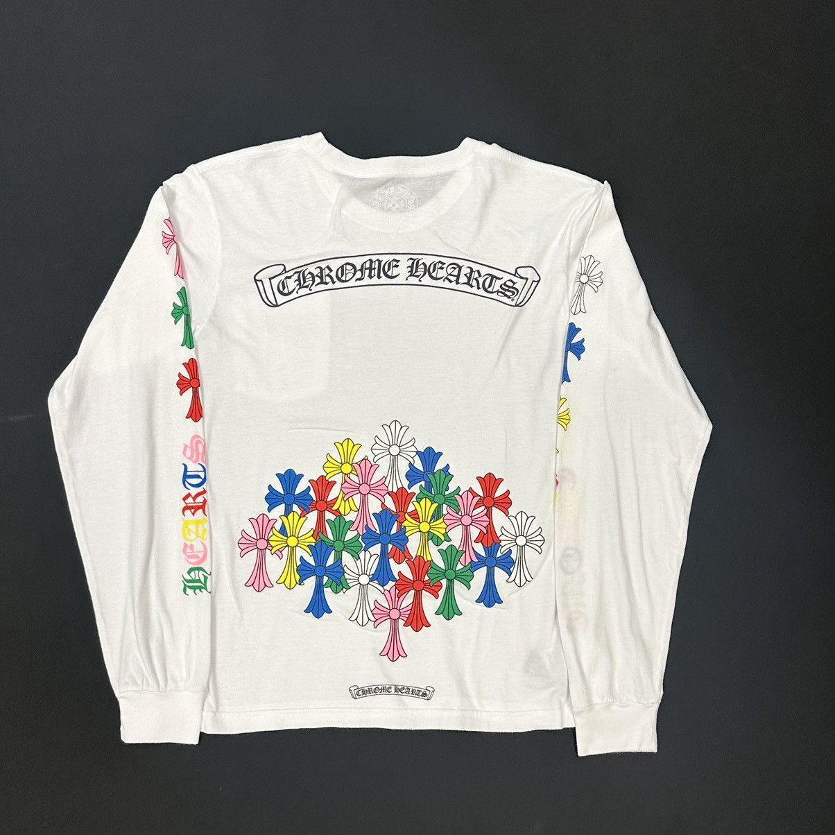 Chrome Hearts Chrome Hearts Multi Color Cemetery Cross White Longsleeve ...