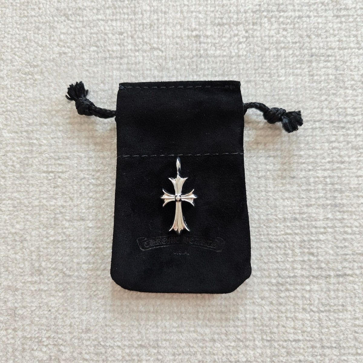 Chrome Hearts Chrome Hearts White Gold Tiny Cross with Diamonds | Grailed