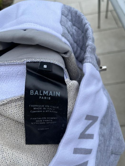 Balmain Logo On Trim Biker Sweatpants / Joggers in Grey/White | Grailed