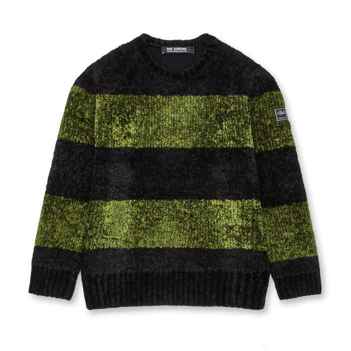 Raf Simons o1mle1124 Double Strip Roundneck Sweater Black/Moss Green ...