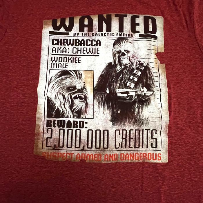 Star Wars Star Wars Chewbacca Wanted Poster Shirt Chewie - Red Heather ...