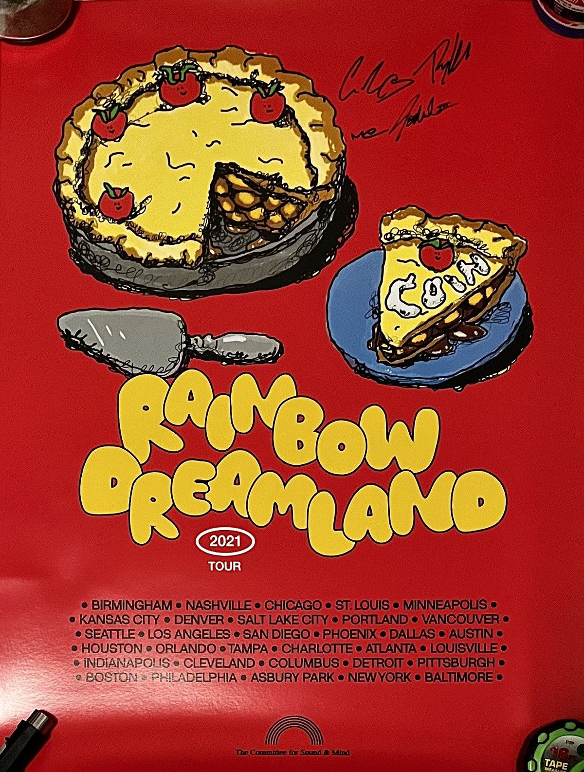 Rock Band Coin Rainbow Dreamland Tour Red Poster SIGNED by GROUP | Grailed