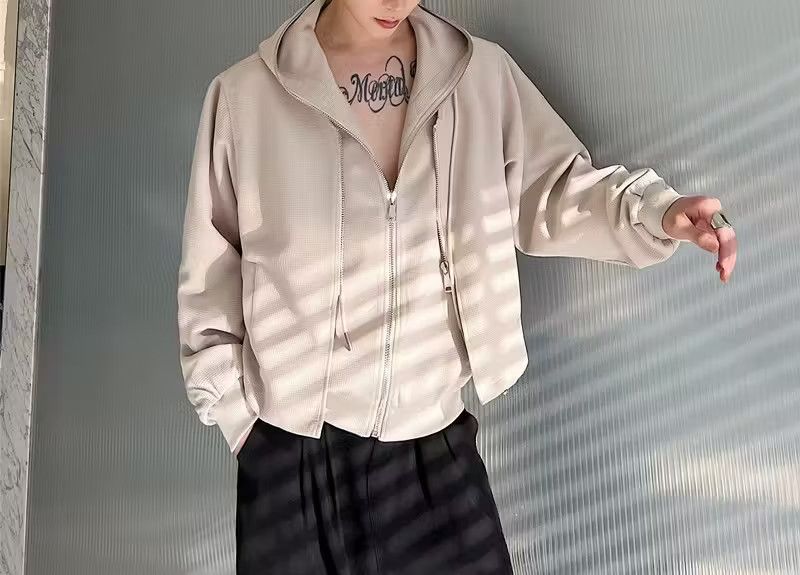 Japanese Brand Beige Double Layered Zip Hooded Jacket | Grailed