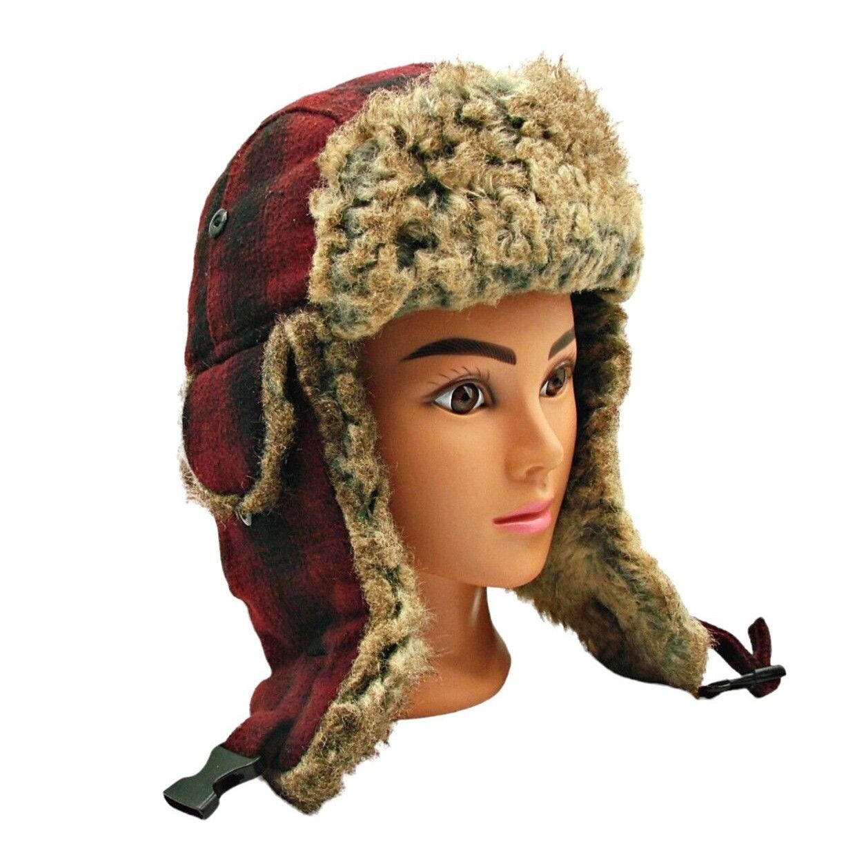 Vintage Mad Bomber Buffalo Plaid Insulated Aviator Trapper Hat OSFM ...