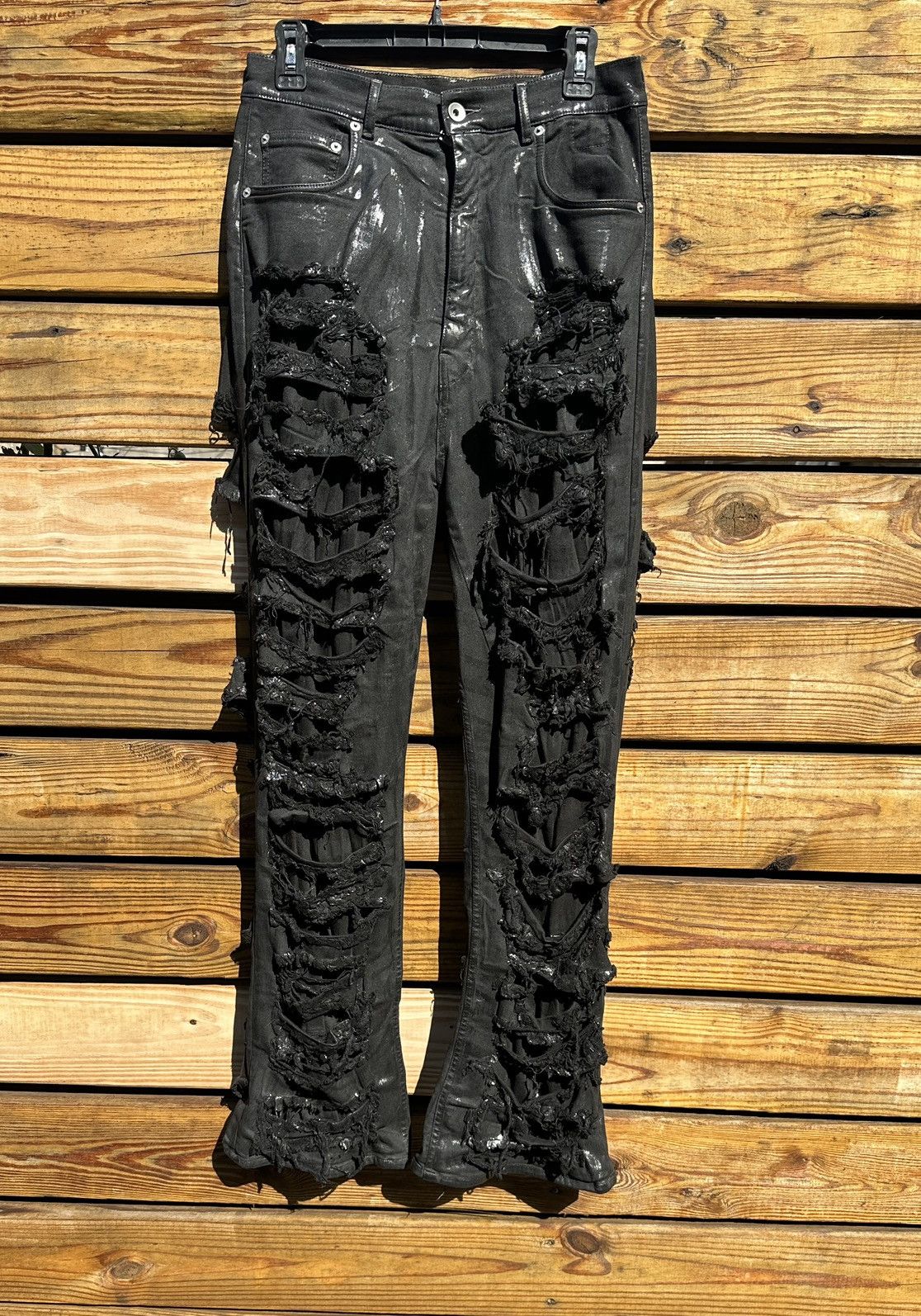 Rick Owens Geth Destroyed ( ripped distressed) denim jeans | Grailed
