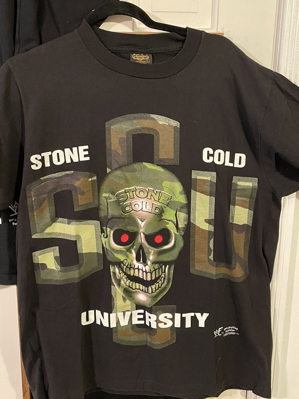 Changes × Vintage × WWF Stone cold university vintage 1998 shirt camo ...