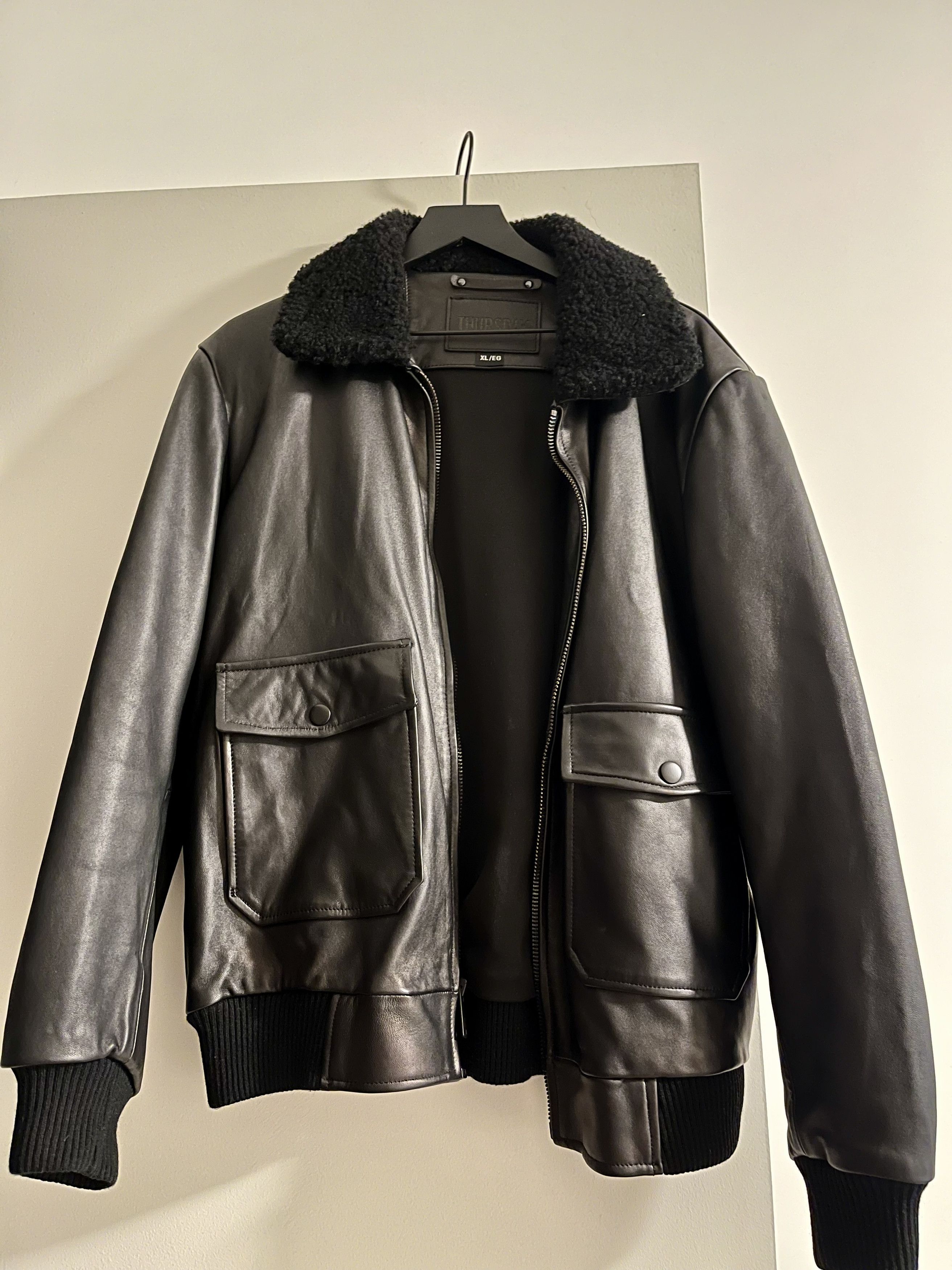 Thursday Boot Company Black leather aviator jacket | Grailed