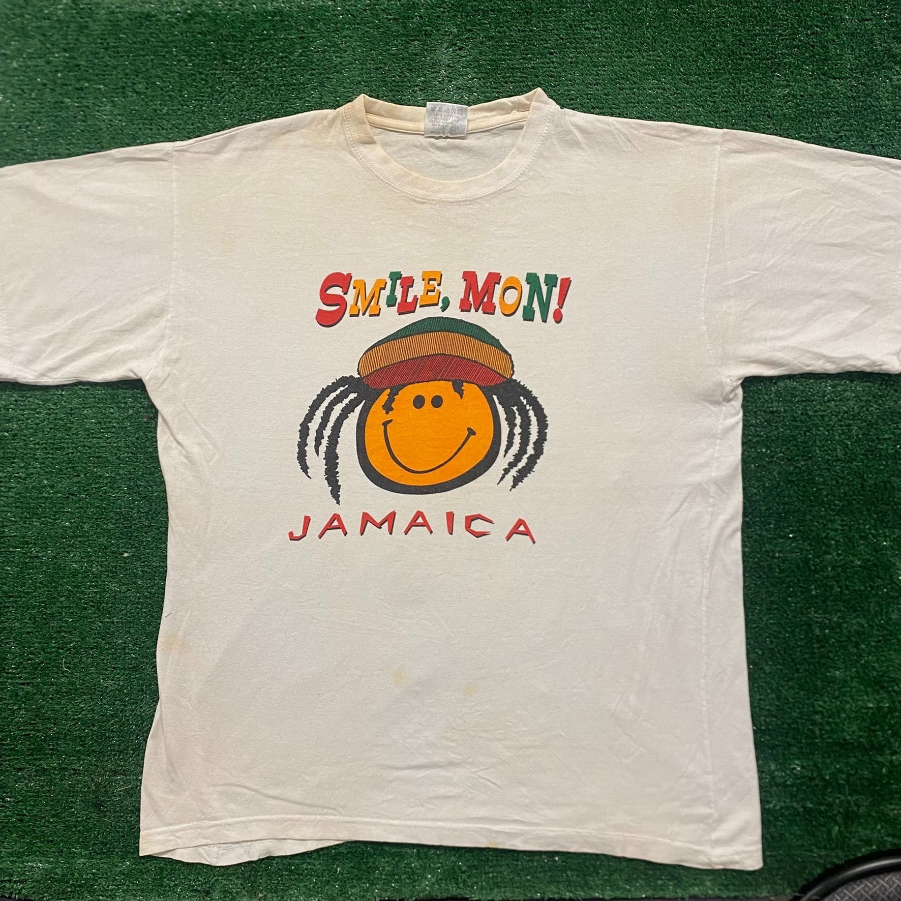 Vintage Vintage 80s Jamaica Rasta Smiley Punk Tourist Souvenir Tee ...
