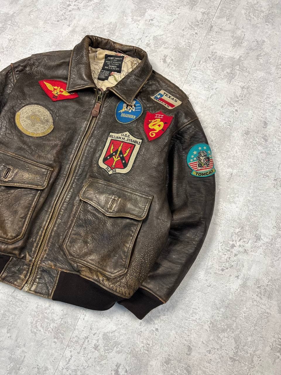 Avirex × Vintage RARE Vintage Avirex Leather Jacket Type G-1 Top Gun Patches | Grailed