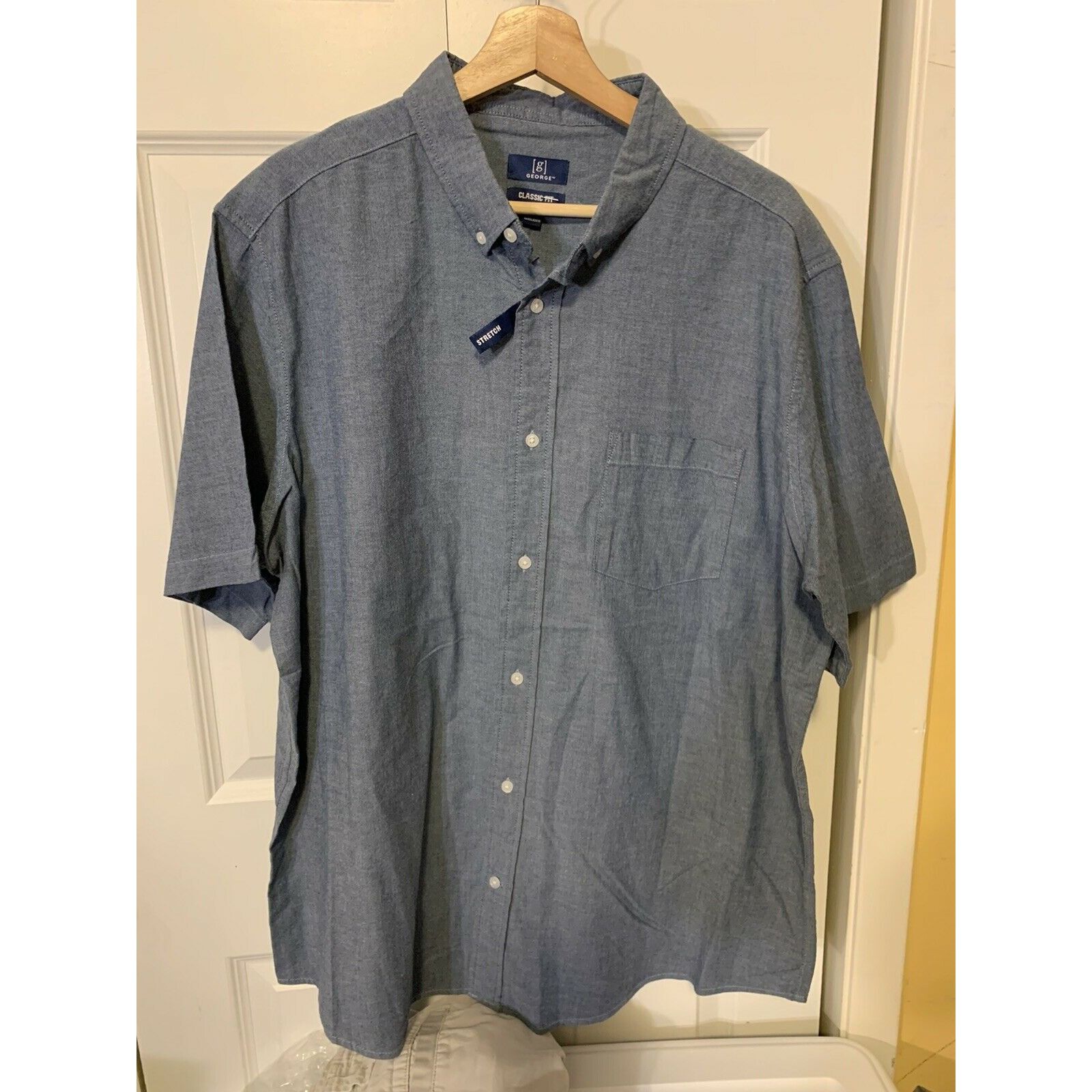 George New George Men’s Sz XL Classic Fit Stretch Blue Button Down ...