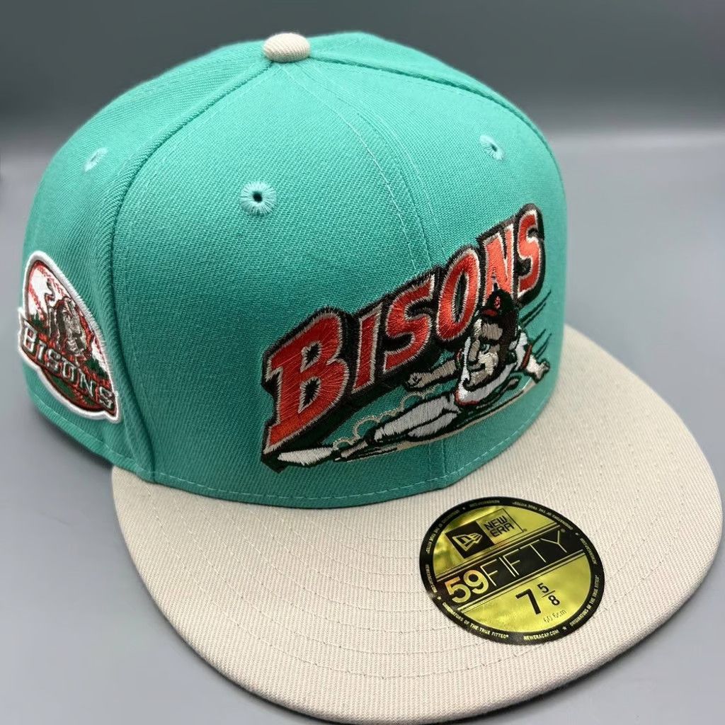 New Era Buffalo Bisons Hat Men 7 5/8 59Fifty New Era MiLB Fitted Cap ...