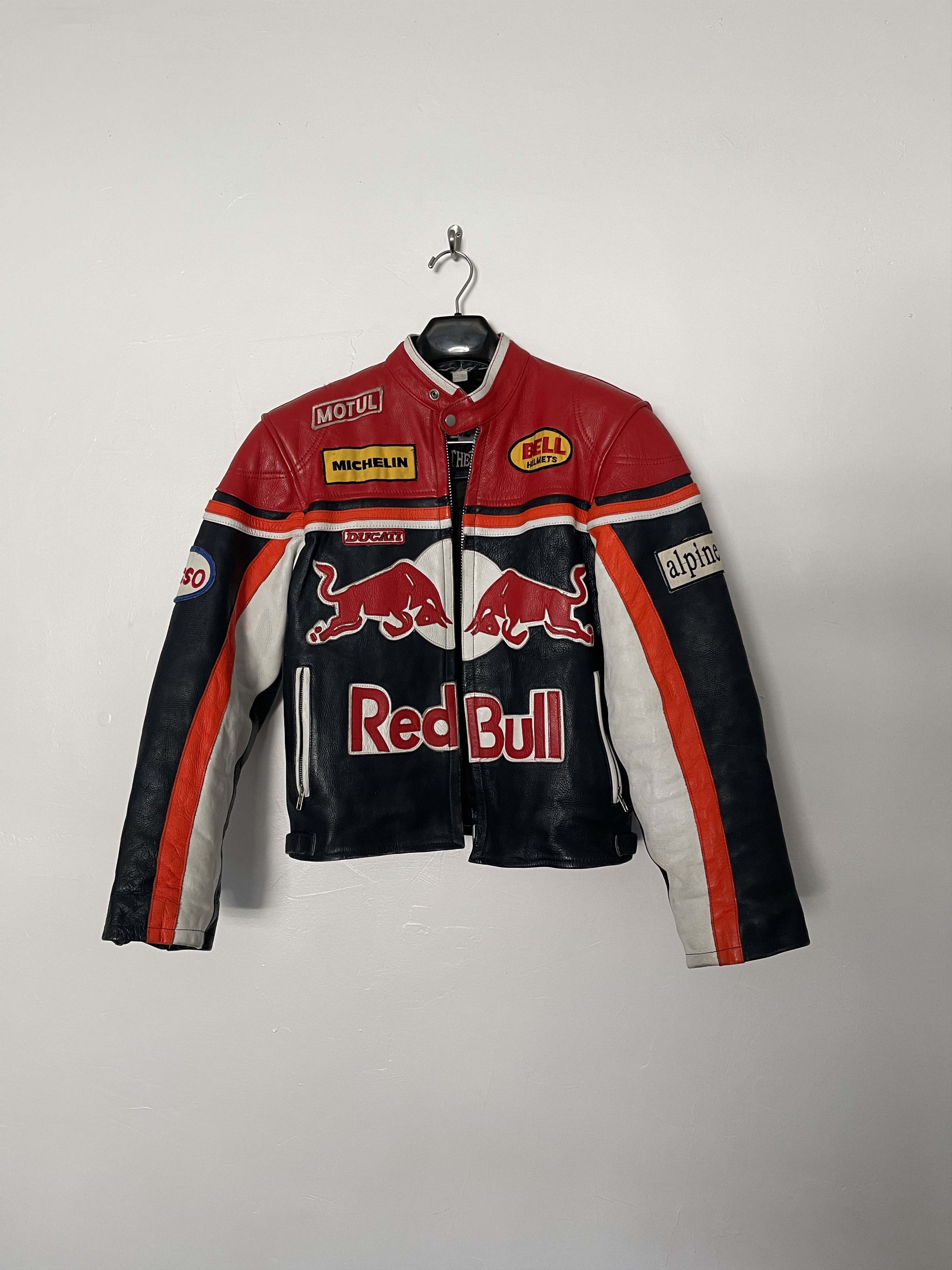 Red Bull Vintage Red Bull Genuine Leather Motor Racing Jacket | Grailed