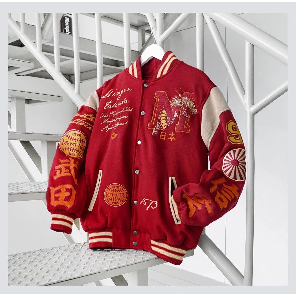 Varsity Varsity jacket takeda red full embrodery | Grailed
