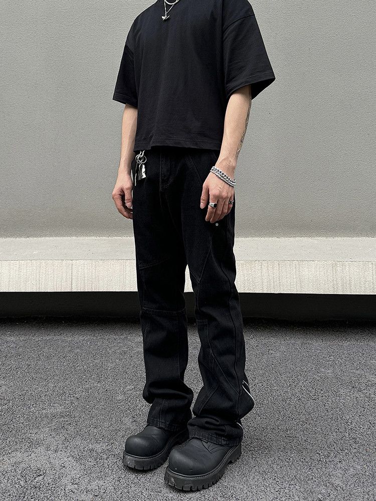 Streetwear Opium Zipper Stacked Black Denim Jeans | Grailed