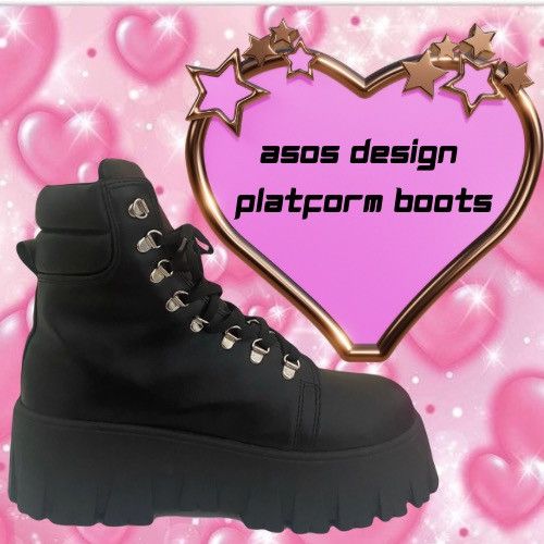 Asos Black ASOS Wide Fit Platform Boots | Grailed