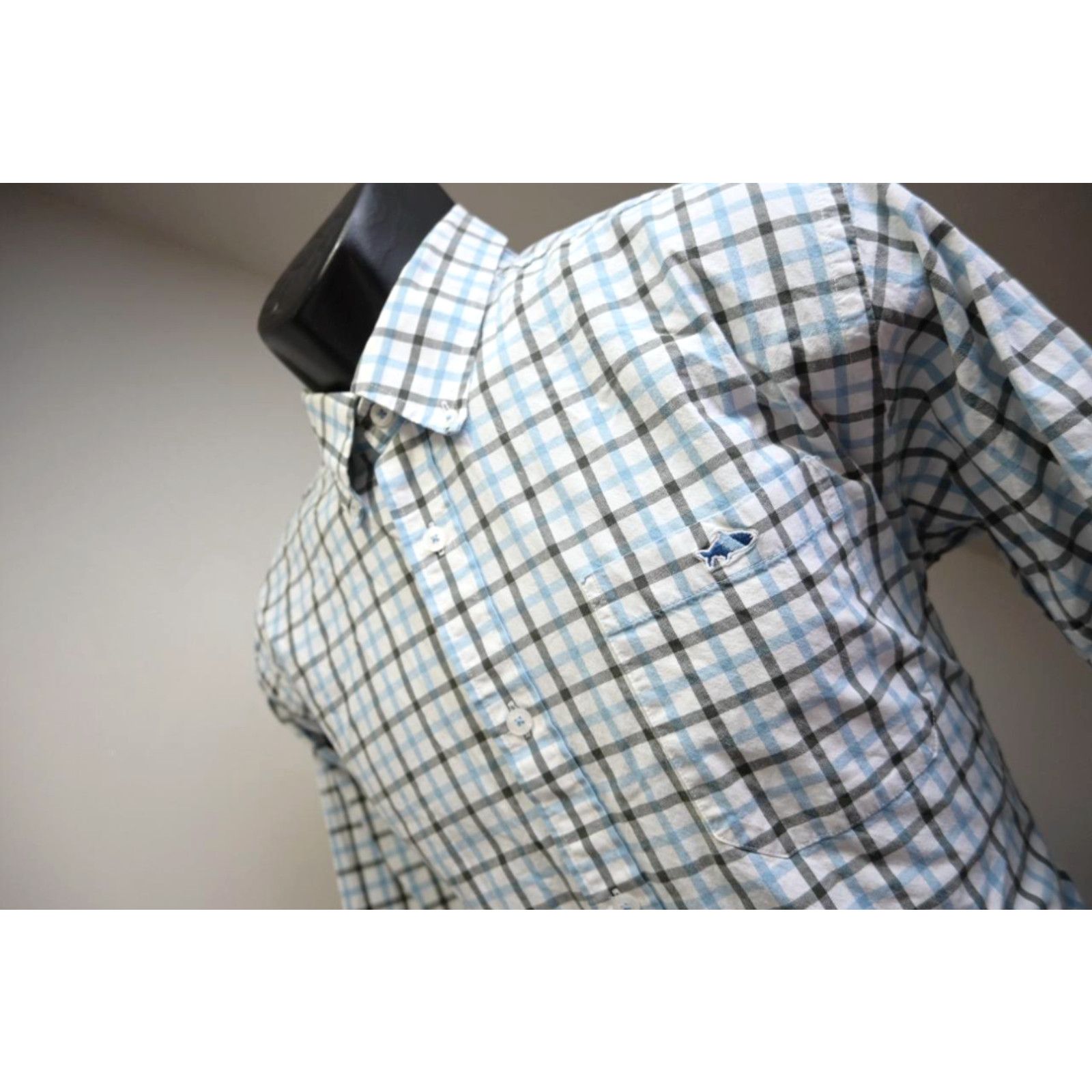 Vintage Fish Hippie Dress Shirt Tailored Fit Plaid Stretch Long Sleeve ...