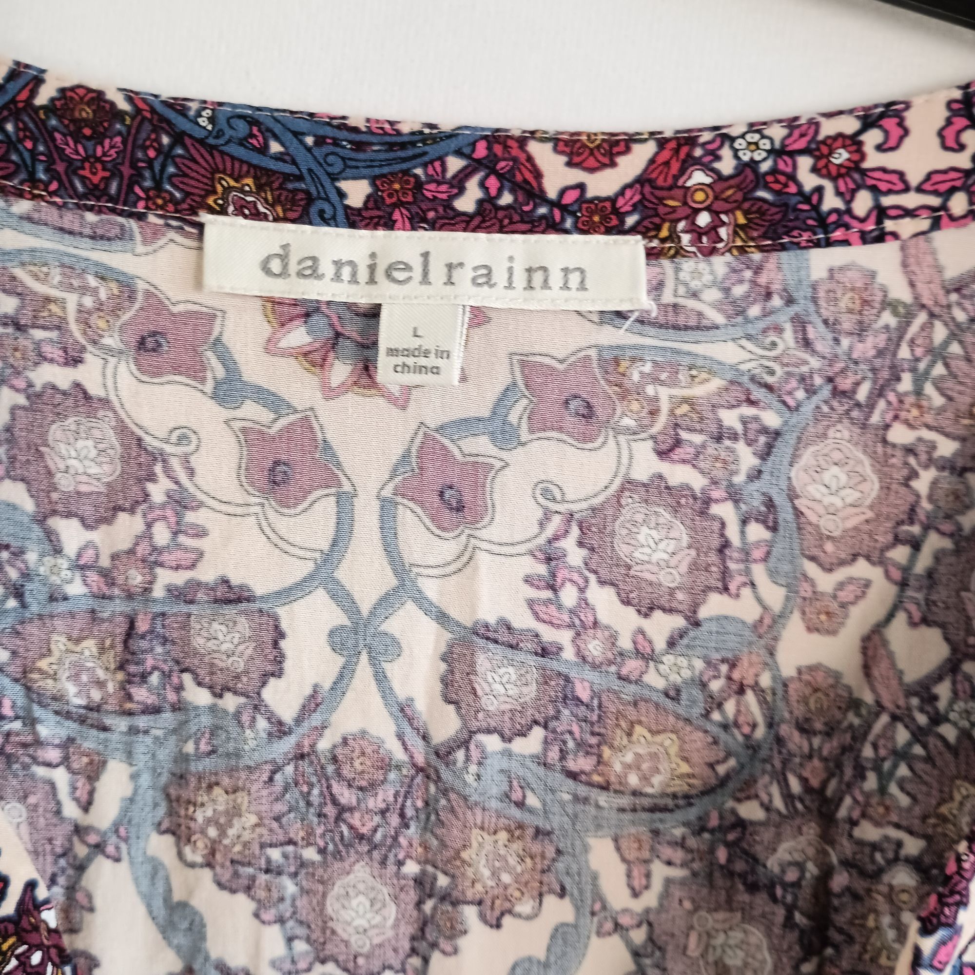 Designer Daniel Rainn Long Sleeve Floral Print Boho Tunic Top Blouse ...