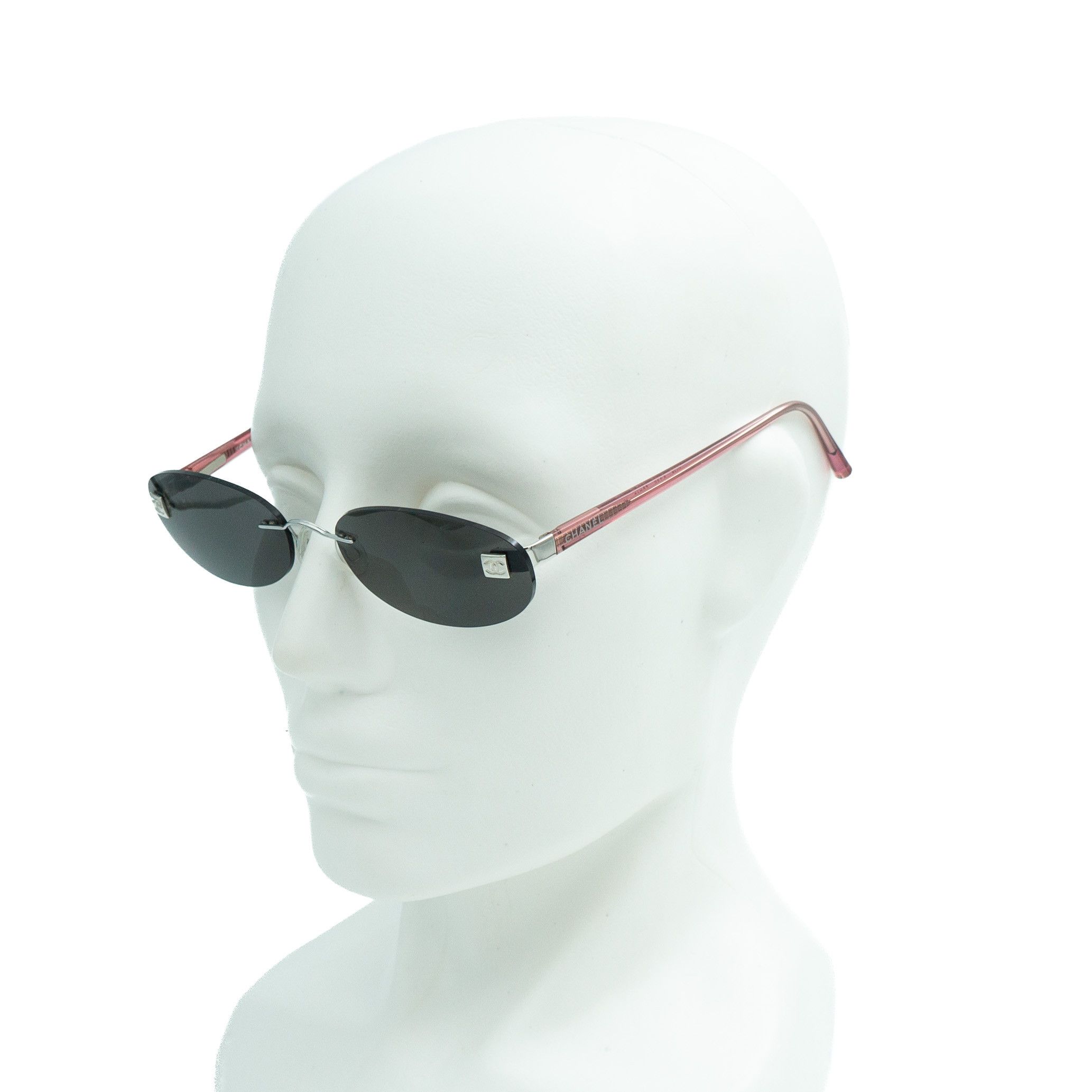 Chanel CHANEL 2028 Pink Rimless Oval Sunglasses Vintage 90s 00s | Grailed