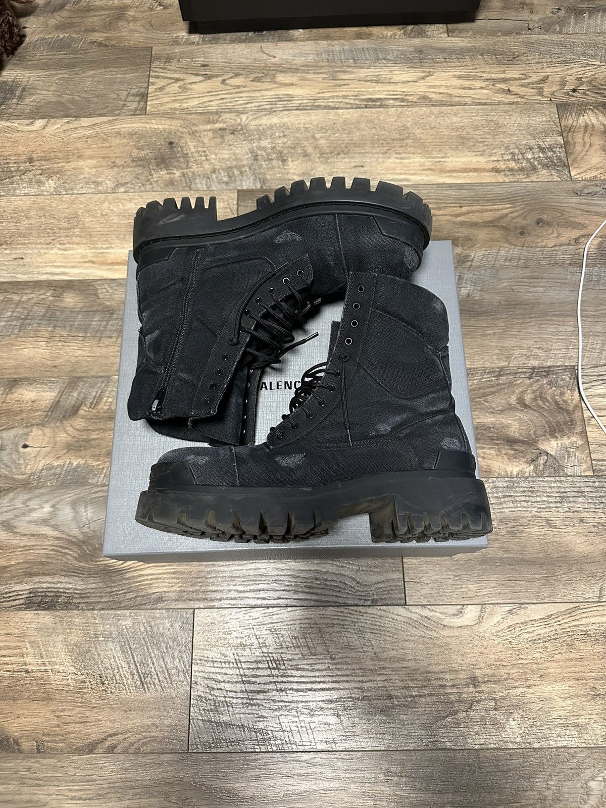 Balenciaga Balenciaga Black Strike Canvas Combat Boot | Grailed