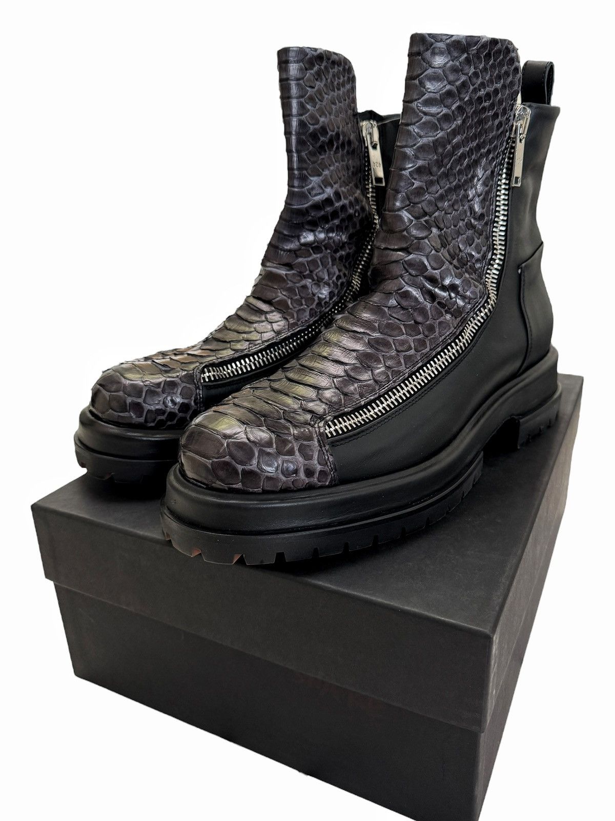 424 On Fairfax 1/1 Sample Python Snakeskin Double Zip Biker Boo | Grailed