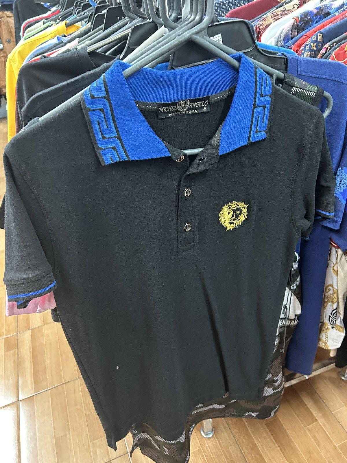 Streetwear × Vintage X-Small M.A Black Lionhead Greek Blue Collar Polo ...