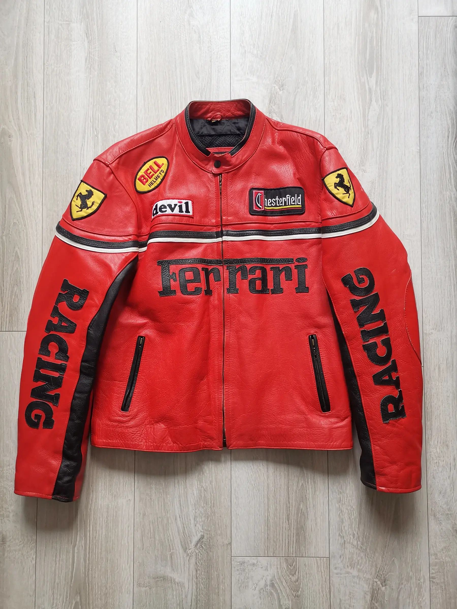 Ferrari × Leather Jacket × Racing Rare Ferrari biker style racing ...