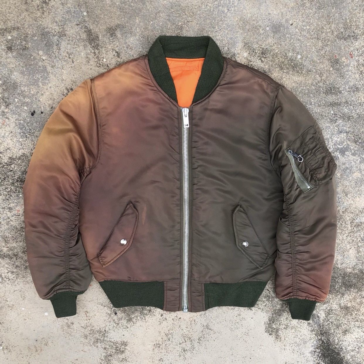 Bomber Jacket × Ma 1 × Vintage Vintage Sun Faded Flyers Man Intermediate Ma-1 Bomber Jacket ...