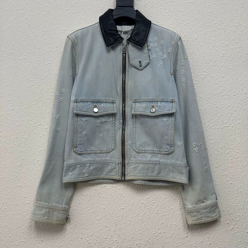 Givenchy Givenchy Distressed Denim Jacket with Leather Trim - dmc | Grailed