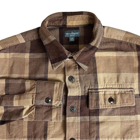 L.L. Bean L.L. Bean Signature Brown Plaid Flannel Shacket Large | Grailed