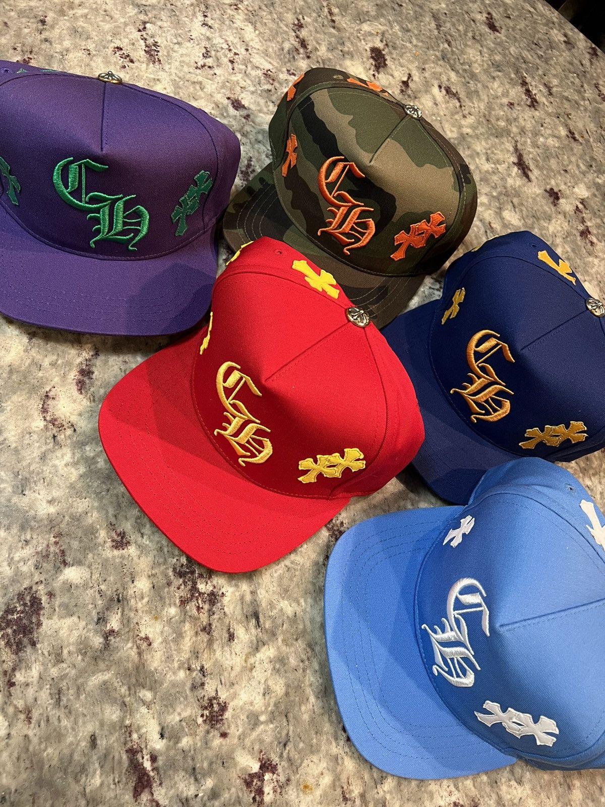 Chrome Hearts Chrome Hearts Purple Green Leather Cross Patch Hat | Grailed