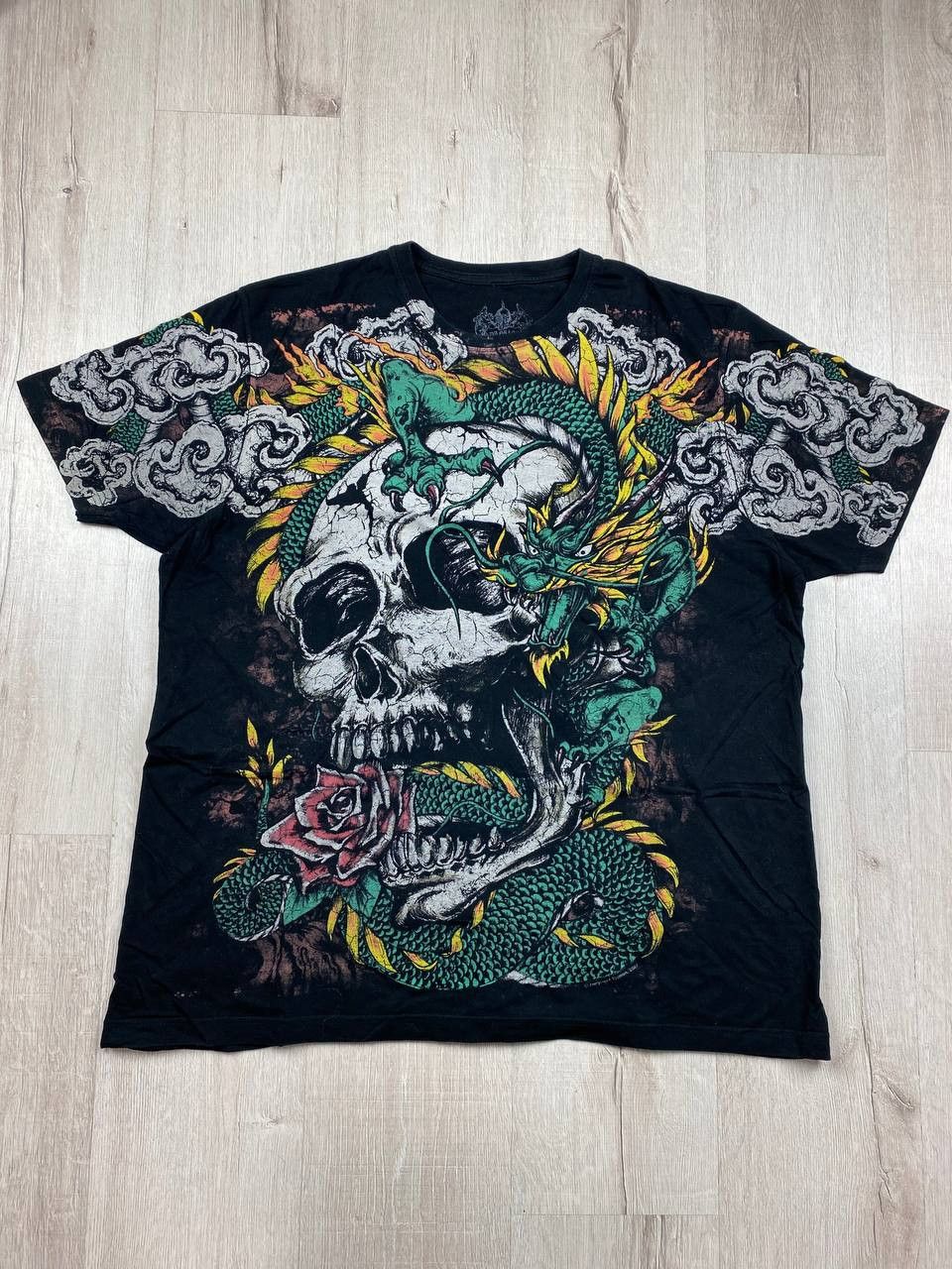 Ed Hardy Rare Da Grind Unlimited Skull Dragon AOP Tee Y2K Style | Grailed