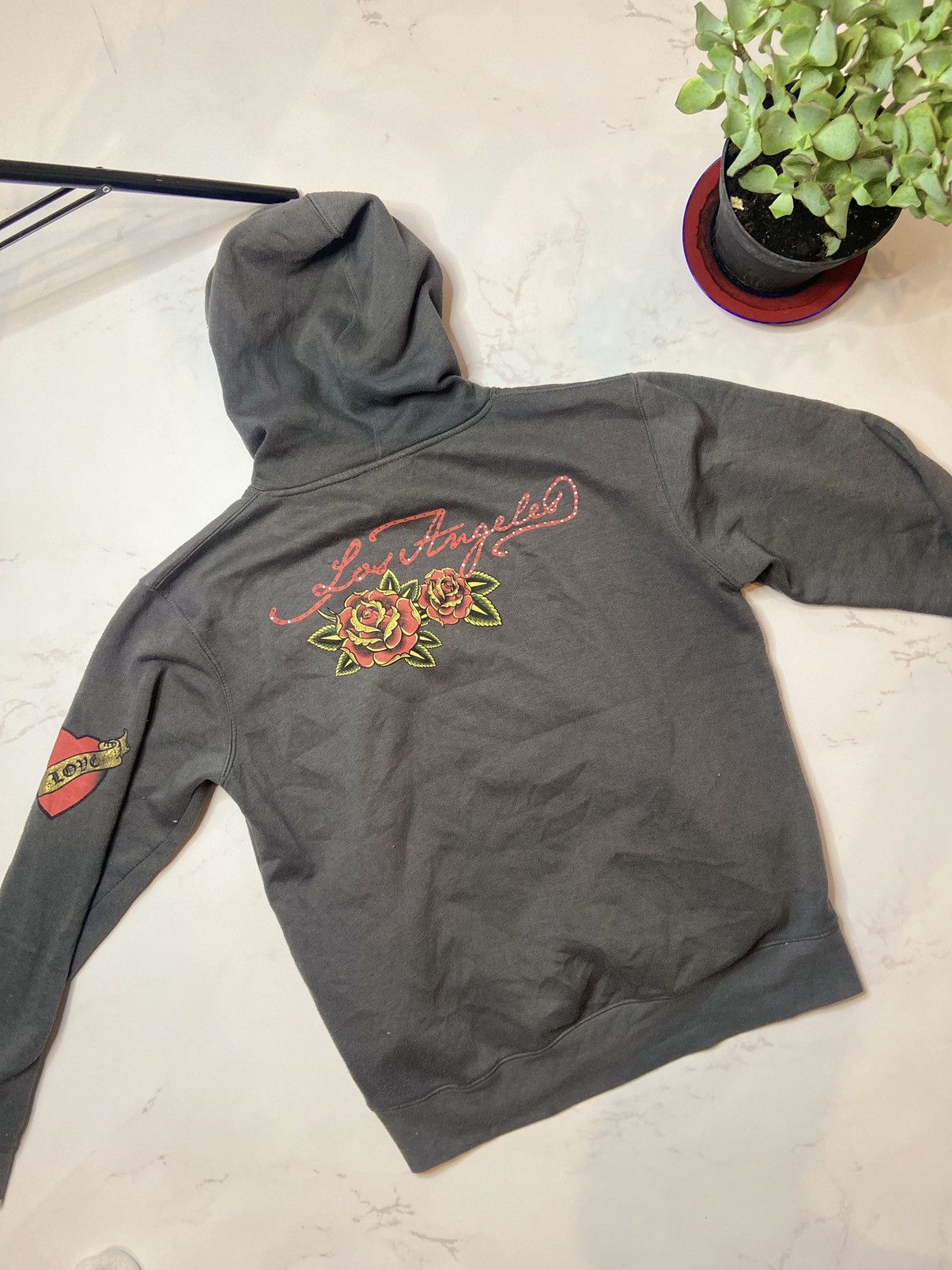 Ed Hardy RARE Y2k ED HARDY STYLE LOS ANGELES OVERSIZED HOODIE | Grailed