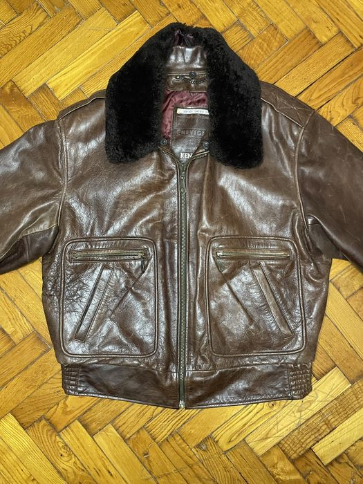 Chevignon Chevignon cowhide leather aviator jacket | Grailed
