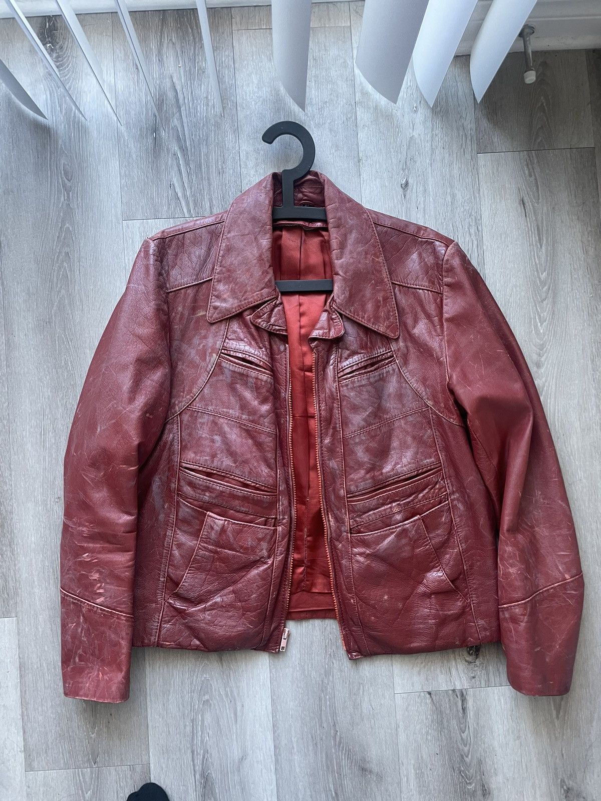 Vintage Red leather jacket | Grailed