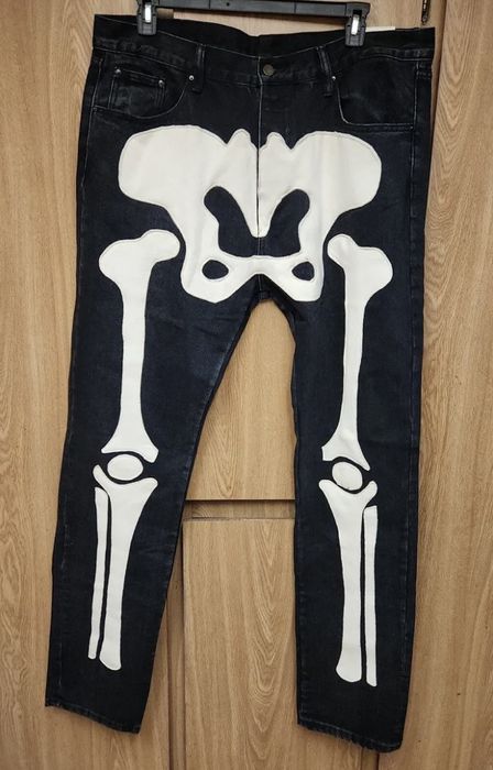 Streetwear Skeleton Black Denim Jeans | Grailed