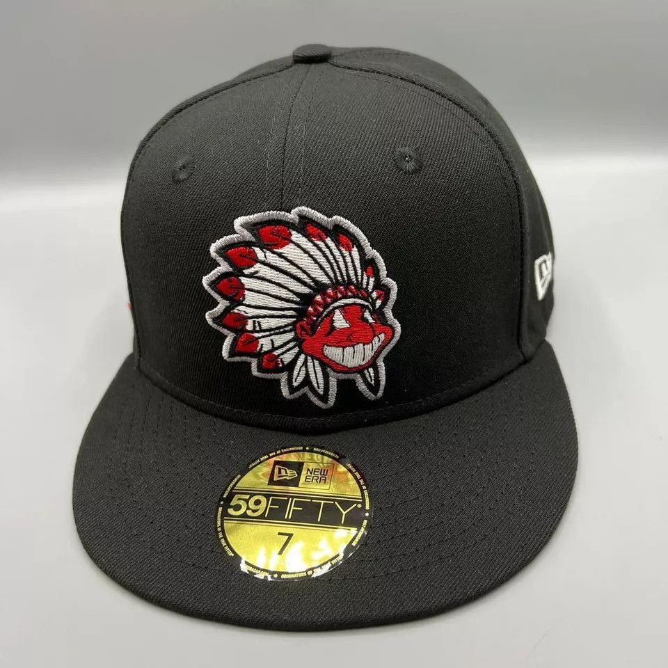 New Era Cleveland Indians Guardians Hat Men 7 Black Fitted Cap New ...