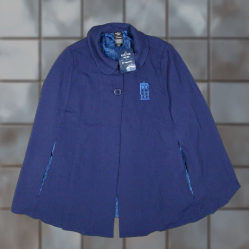 Vintage Doctor Who Womens Large Blue Tardis Cape Jacket Her Universe ...