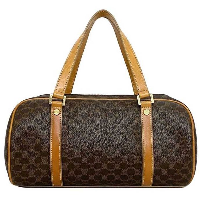 Celine CELINE Boston Bag Brown Beige Macadam CE00/12 Handbag PVC ...