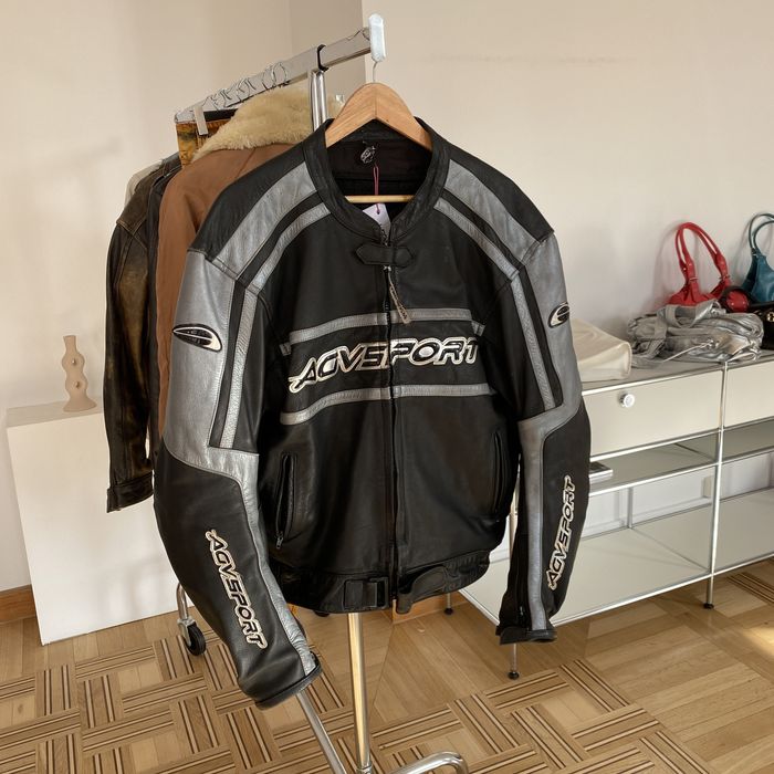 Vintage AGV Sport Black Silver Real Leather Vintage Racing Jacket XL ...