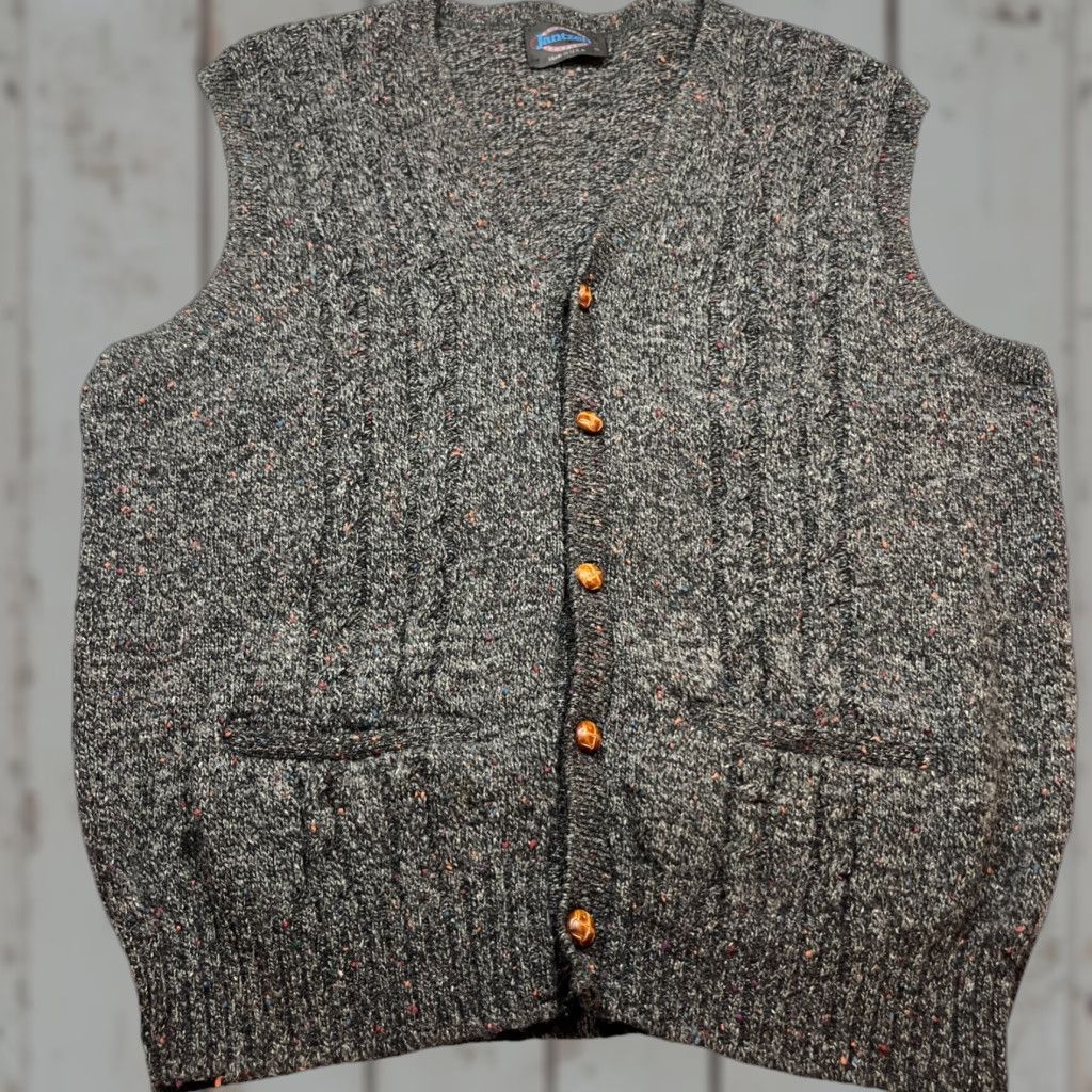 Jantzen VINTAGE Jantzen Sweater Vest Wool Cardigan Cable Knit XL Men ...