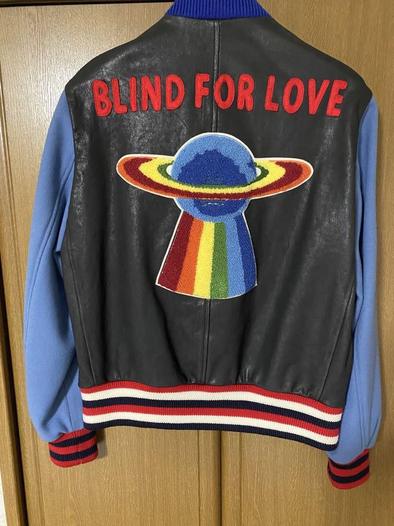 Gucci Gucci Blind for Love Leather Bomber Letterman Jacket | Grailed
