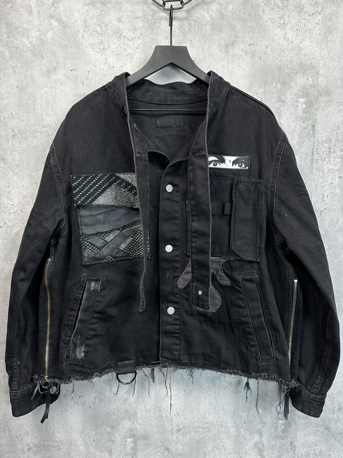 Custom Cargo Denim Jacket Cropped Boxy Fit | Grailed