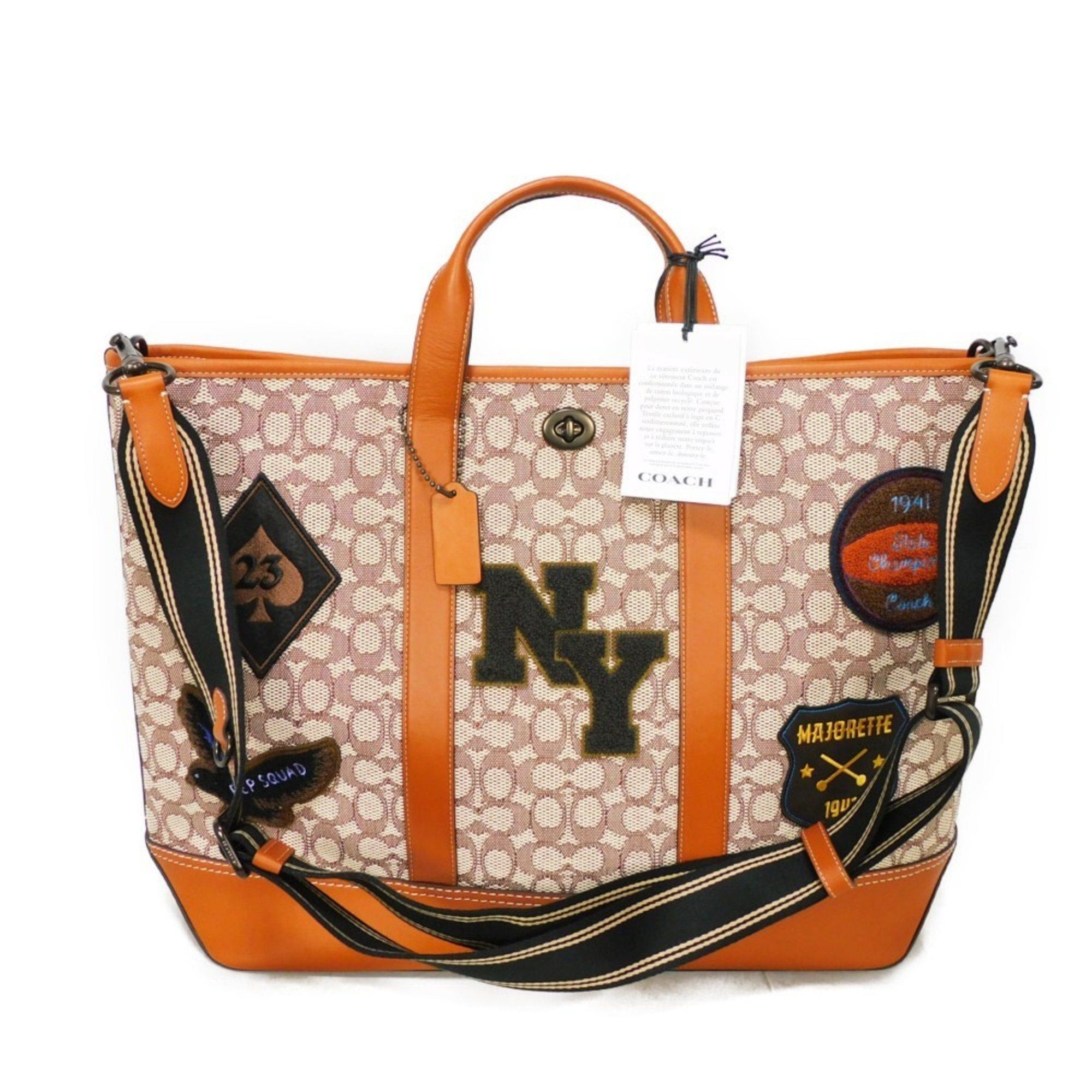 Coach COACH Tote Bag Toby Turnlock Shoulder Signature Jacquard Varsity ...