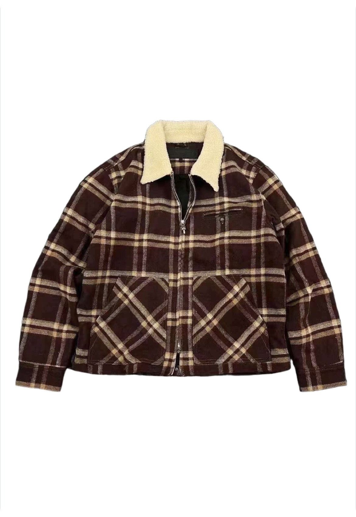 Chrome Hearts Plaid shearling zip up jacket | Grailed