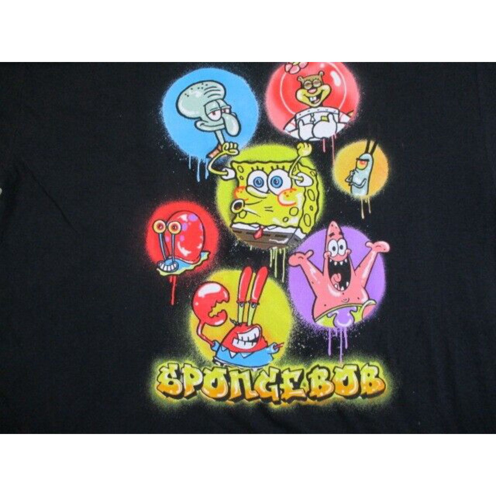 Nickelodeon Spongebob T Shirt Mens 2XL Black Splatter Paint P Star ...