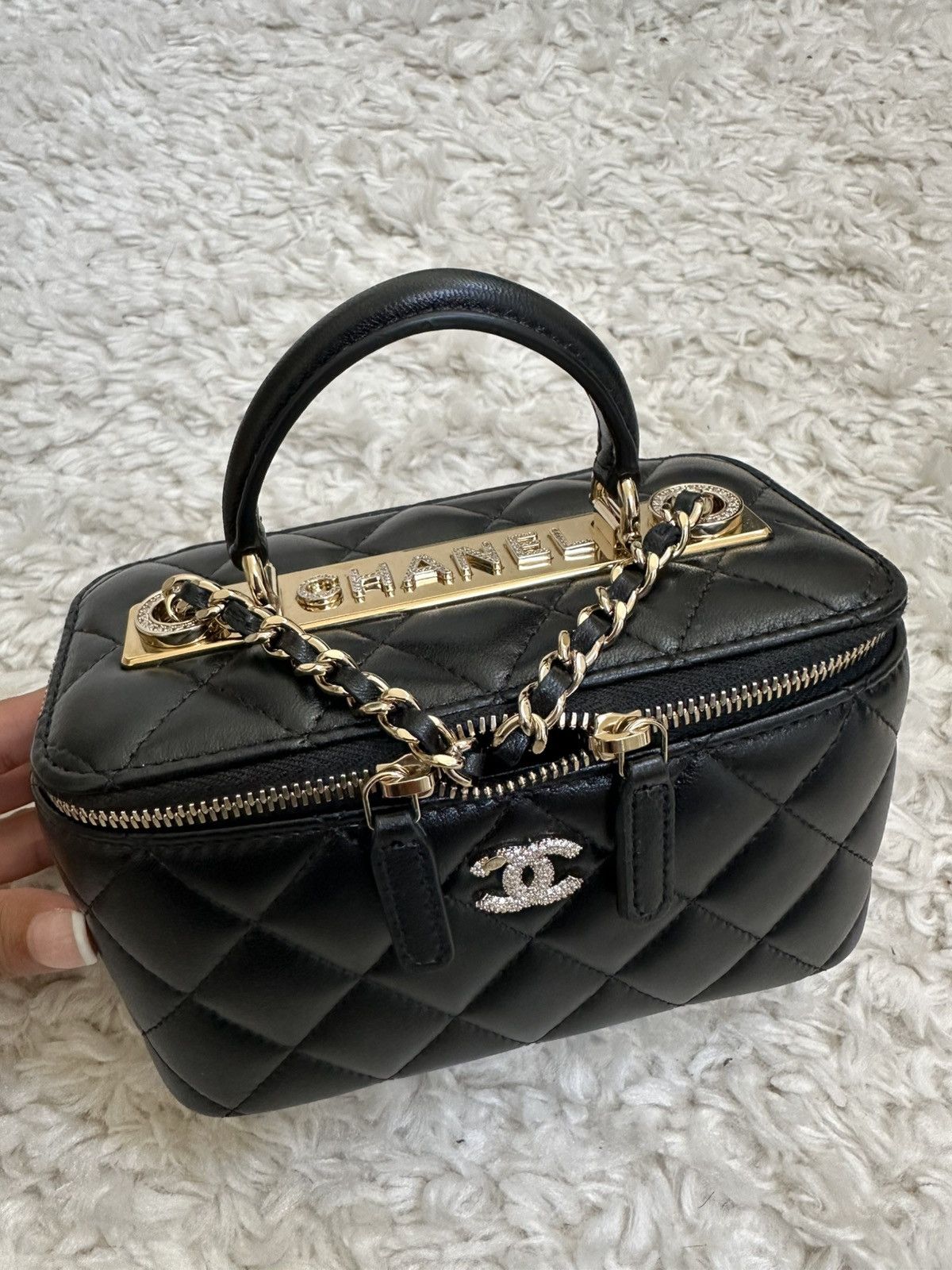 Chanel Chanel Trendy Vanity Bag with gold hardware and crystal logo ...