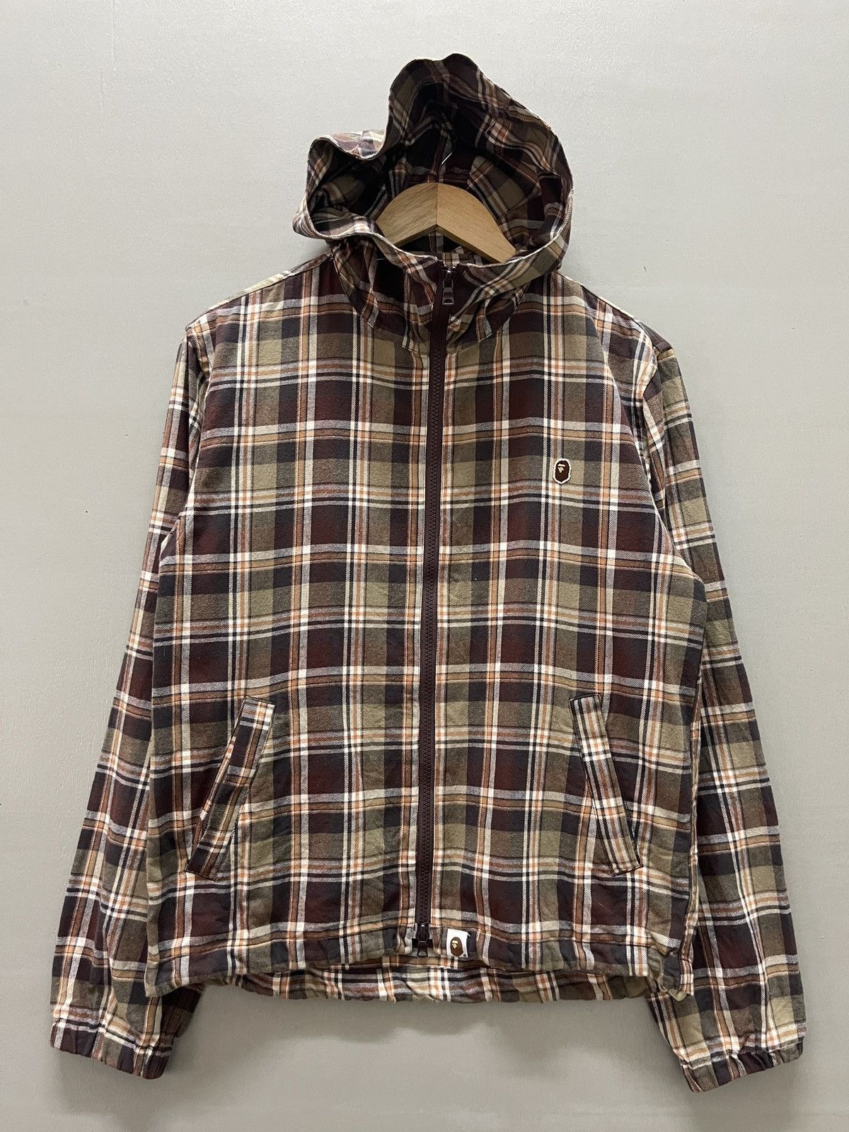 Bape × Vintage Vintage Og Bape Plaid Nigo Era Cotton Zip Hoodie Jacket ...