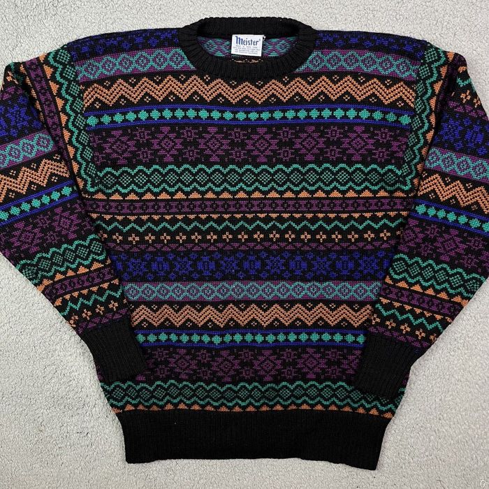 Meister VINTAGE Meister Sweater Mens Extra Large Wool Blend 80s Ski ...