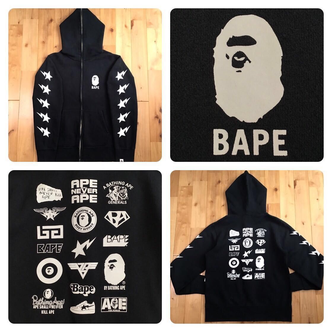 Bape BAPE STA logo full zip hoodie black a bathing ape STAR | Grailed
